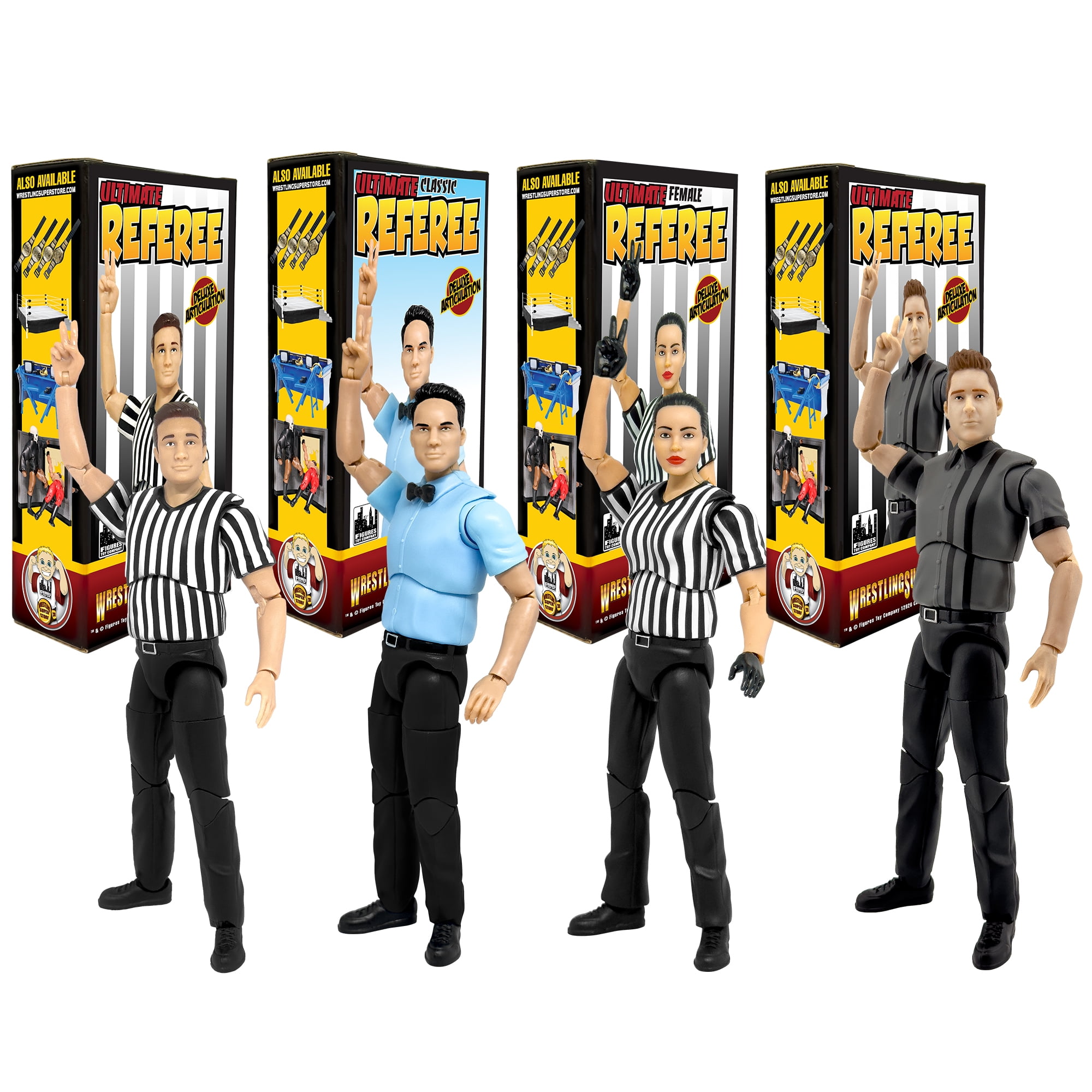 Set of Four Ultimate Referees With Deluxe Articulation for WWE & AEW ...