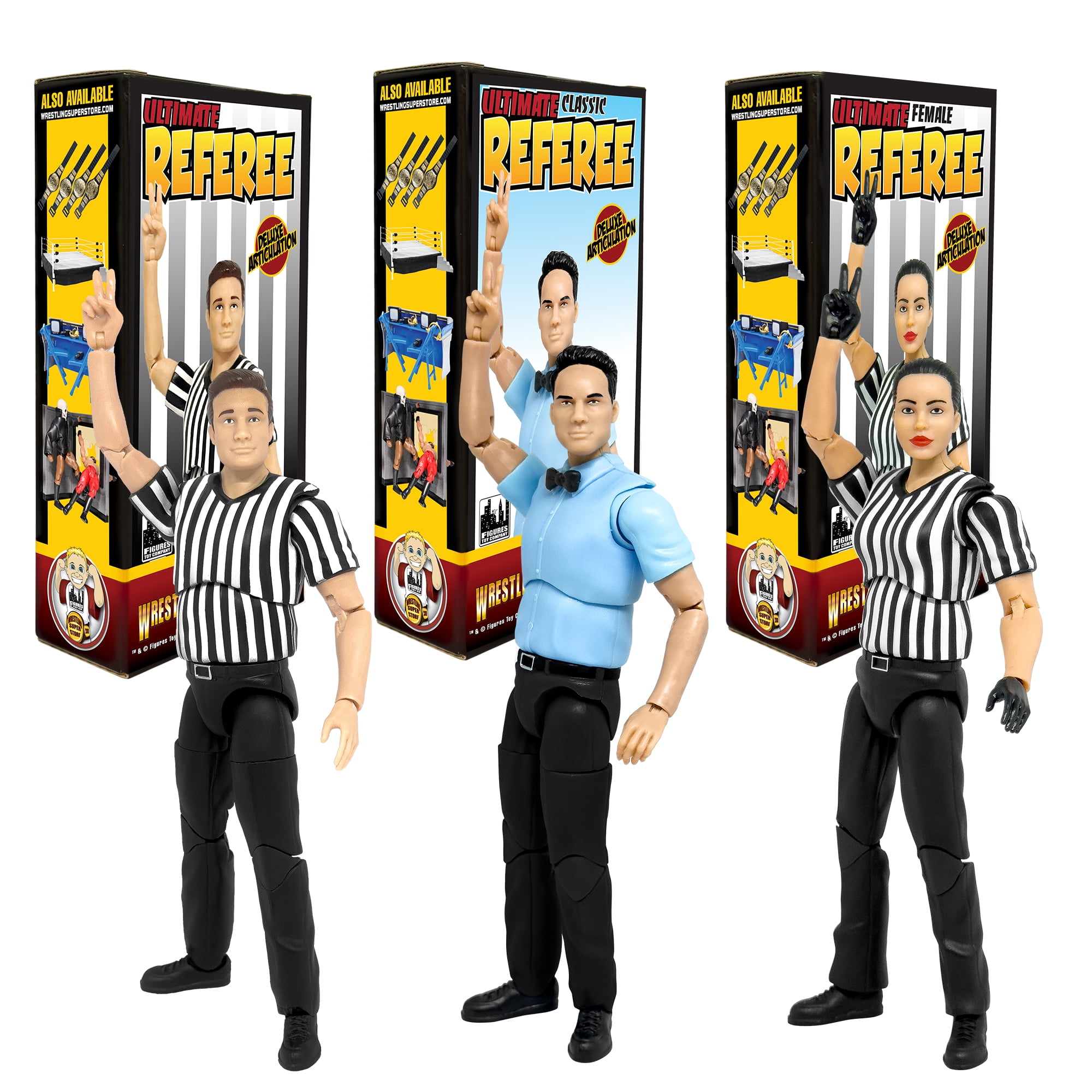 Set of Three Ultimate Referees With Deluxe Articulation for WWE & AEW ...