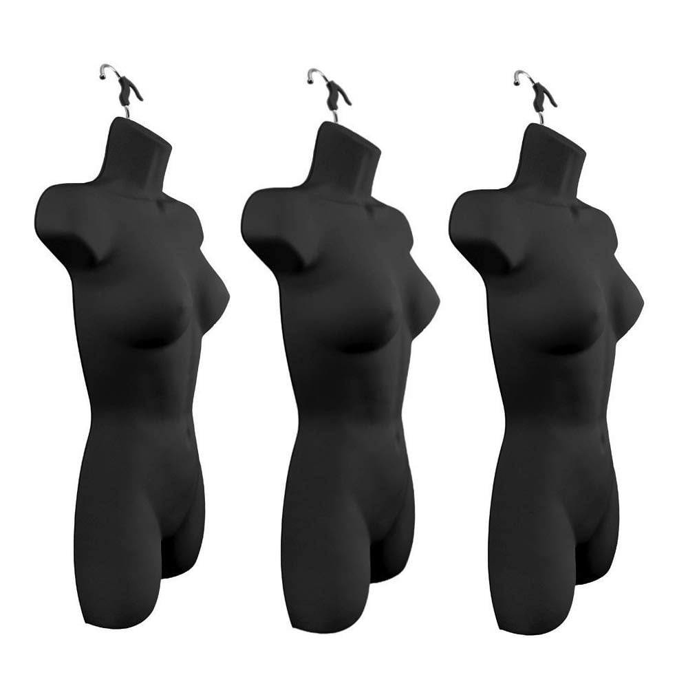 Set of Three Women's Torso Female Plastic Hanging Mannequin Body Forms ...