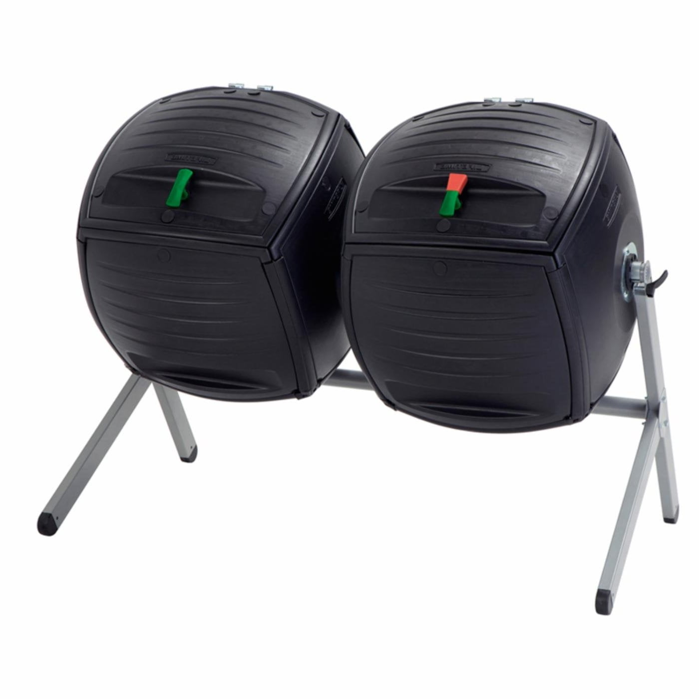 Set of Two 50-Gallon Compost Bin Tumbler Double Rotating Composter ...