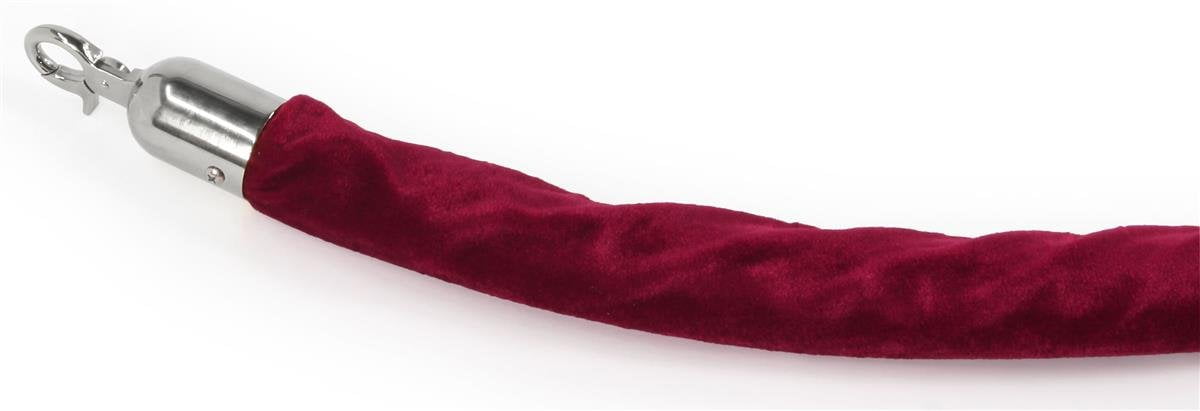 Set of Two - 78 Inch Burgundy Velvet Rope Barrier with Chrome Hooks ...