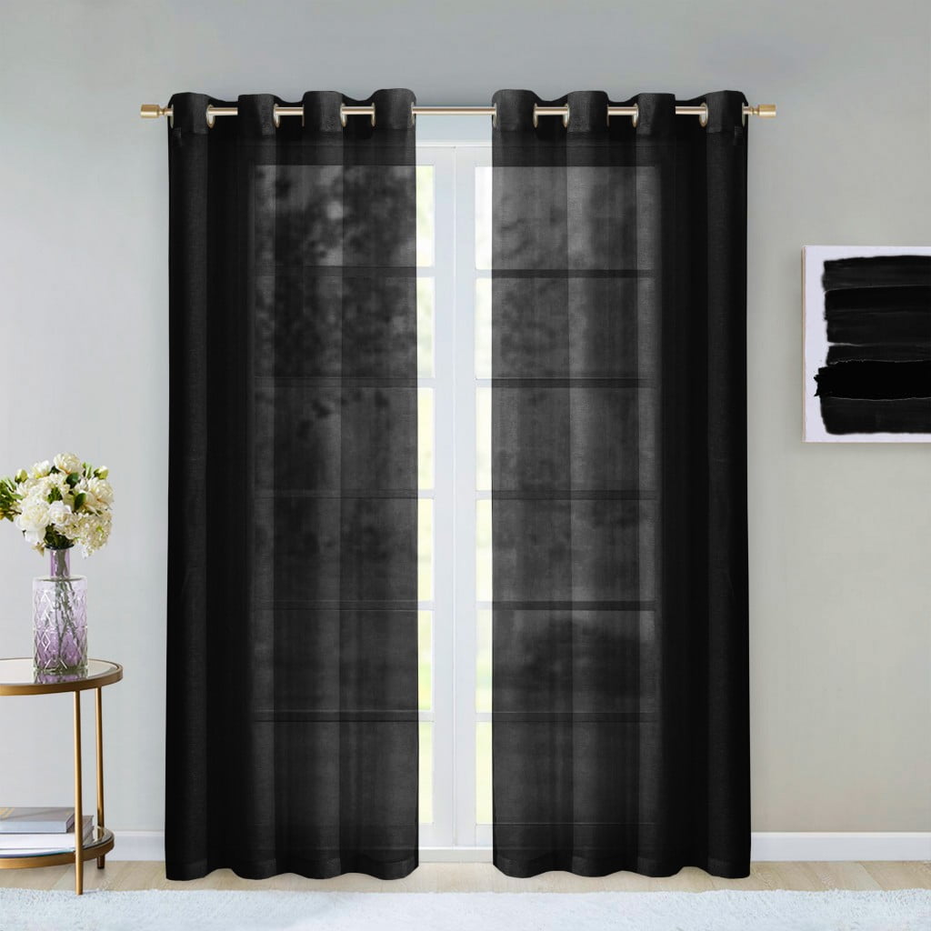 Set of Two 84" Black Solid Modern Window Panels - Walmart.com