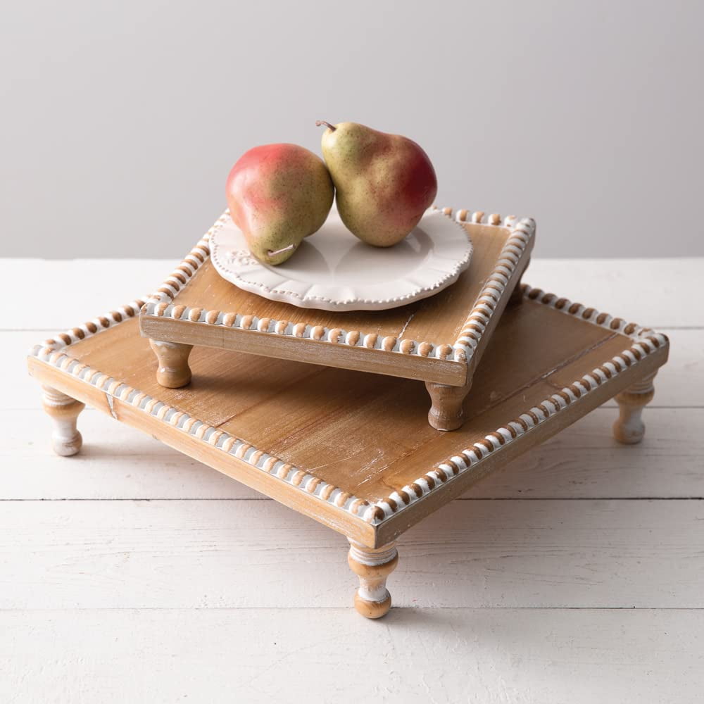 Colonial Tin Works 770555 Beaded Wood Risers, 14-inch Square, Set of 2 ...