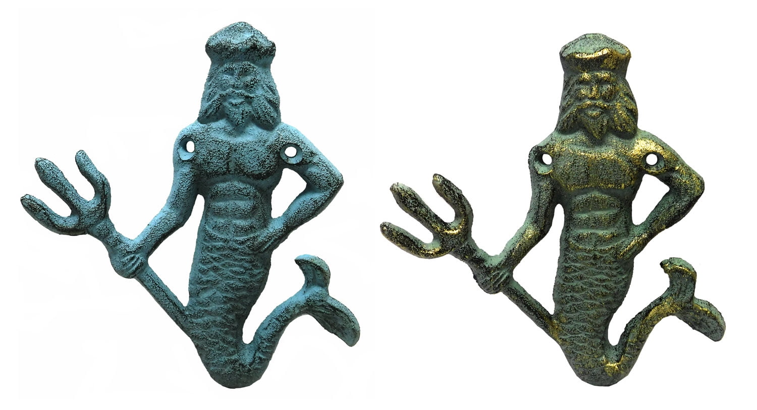 Set of Two Cast Iron King Neptune Wall Hooks - Walmart.com