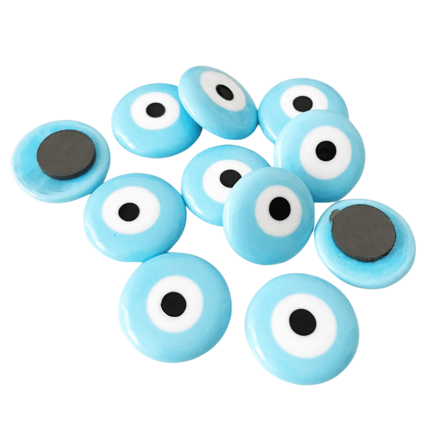 Set of Two Evil Eye Magnets - Refrigerator Amulet Light Blue Glass ...