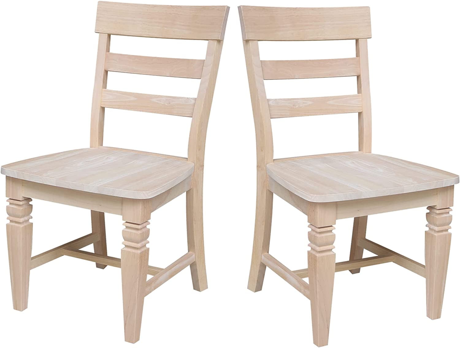 Set of Two Java Dining Chairs Seats 225lbs wt Capacity, Solid Real Wood ...