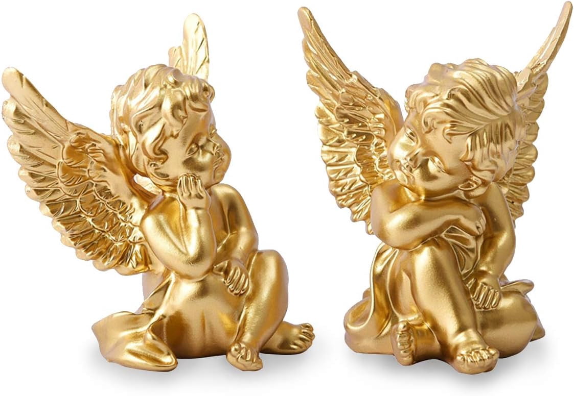Set of Two Little Angel Resin Statue, Indoor Home Decor, Cute Angel ...