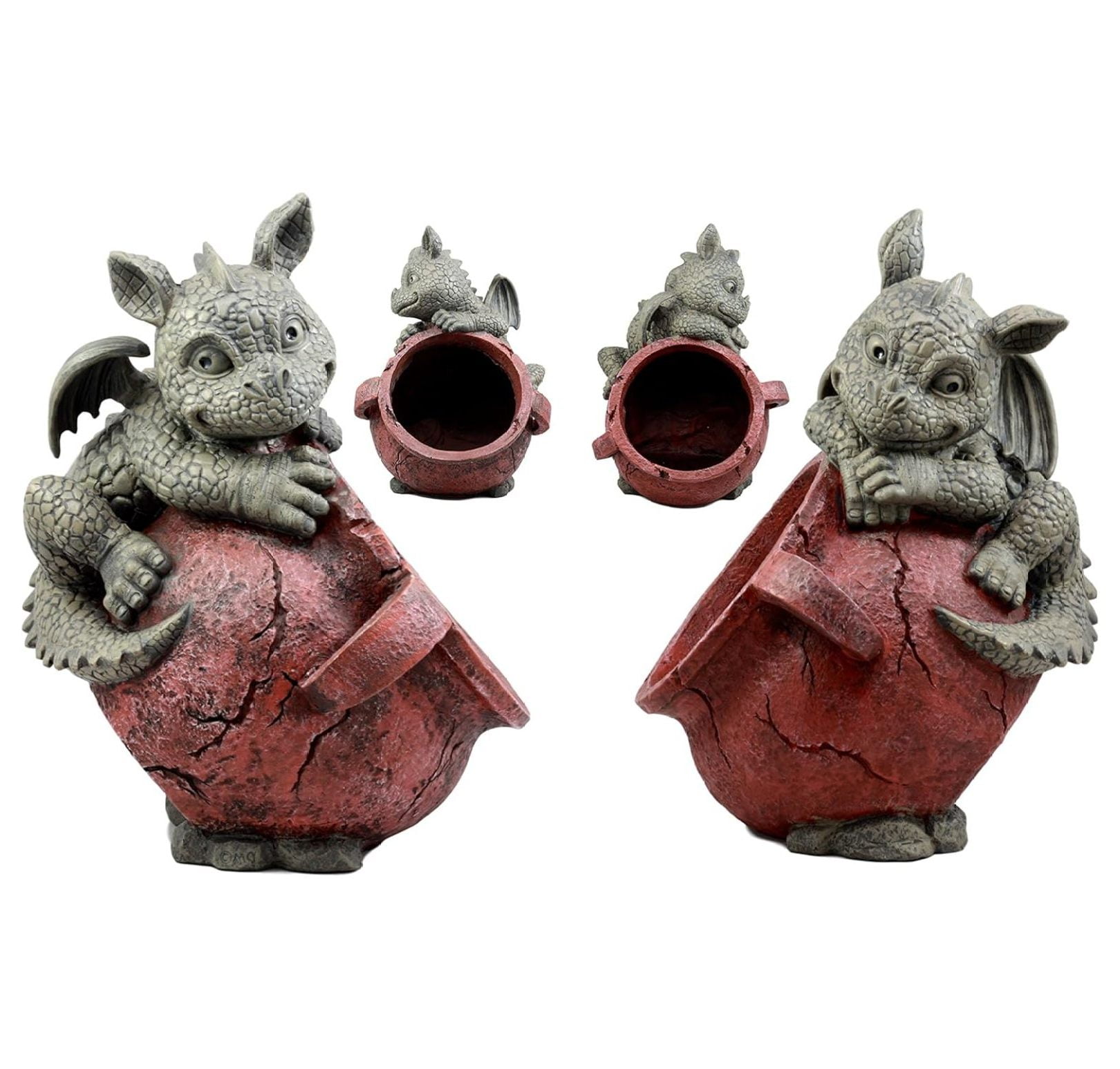 Set of Two Playful Climbing Dragon Babies Planter Pot Mythical Fantasy ...
