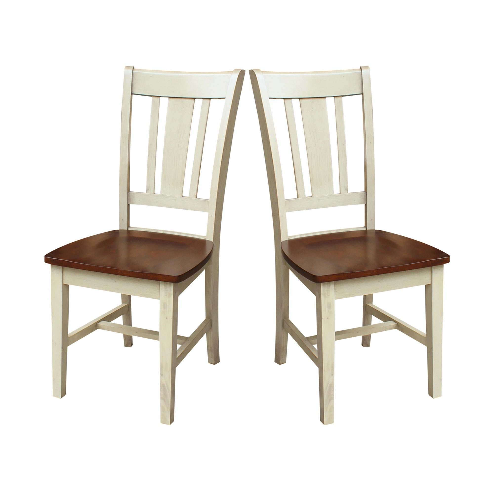 Set of Two San Remo Solid Wood Splatback Chairs in Almond/Espresso ...