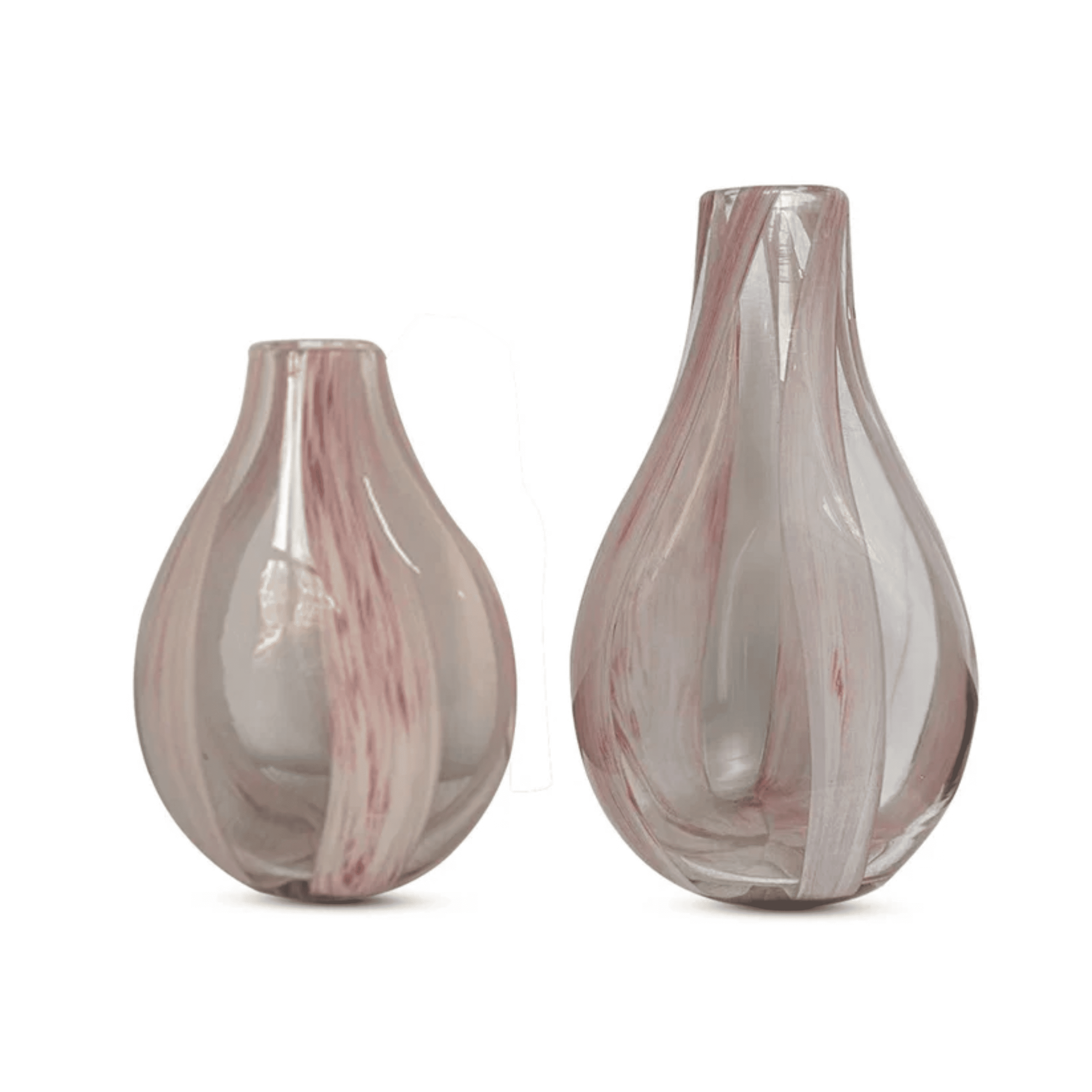 Aria Home Tear Drop Glass Vase Set of 2, Modern Decorative Vases, Pink ...