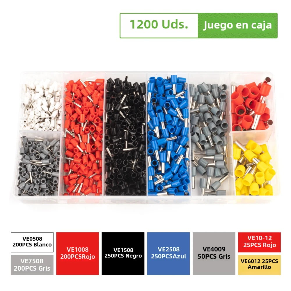 Set of insulated cable terminals for wire connection and VE tubular ...