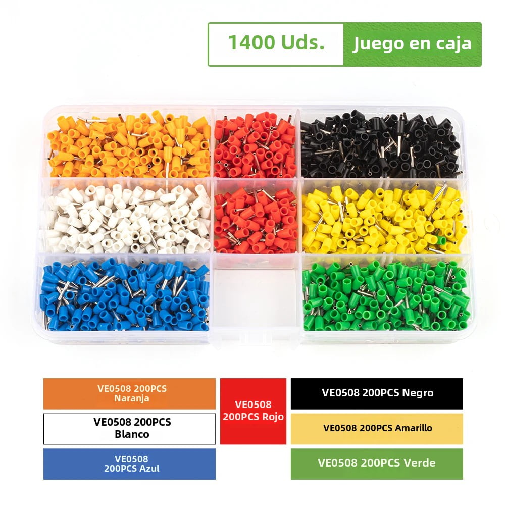 Set of insulated cable terminals for wire connection and VE tubular ...