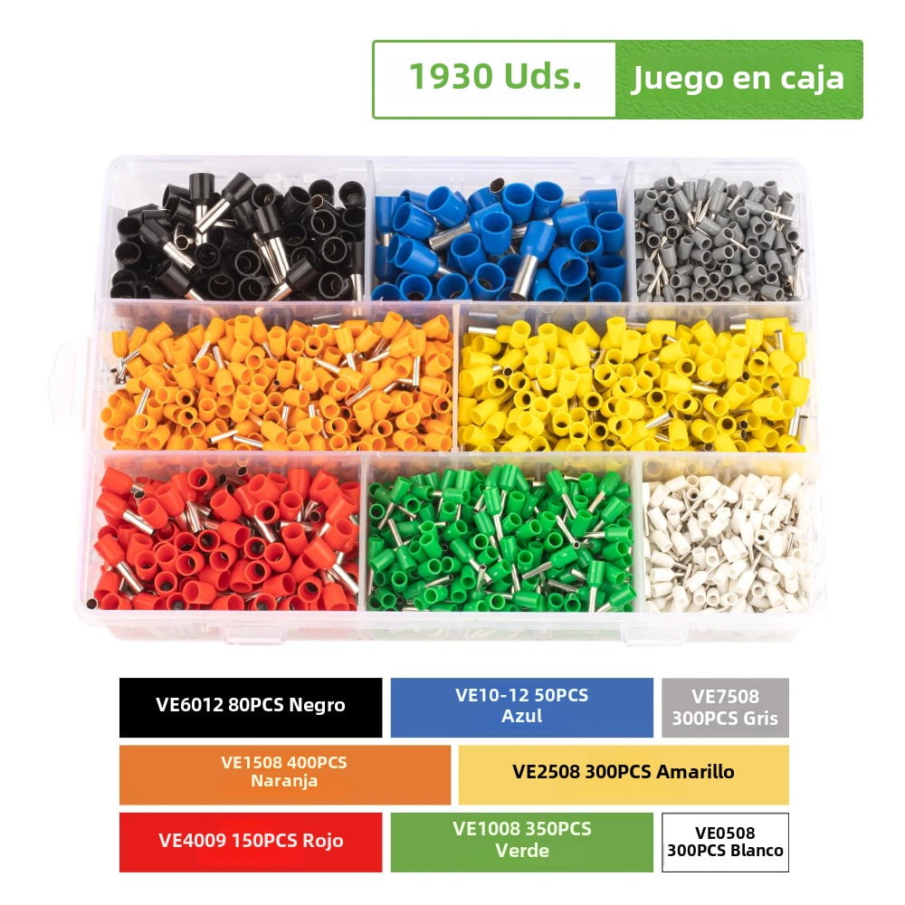 Set of insulated cable terminals for wire connection and VE tubular ...
