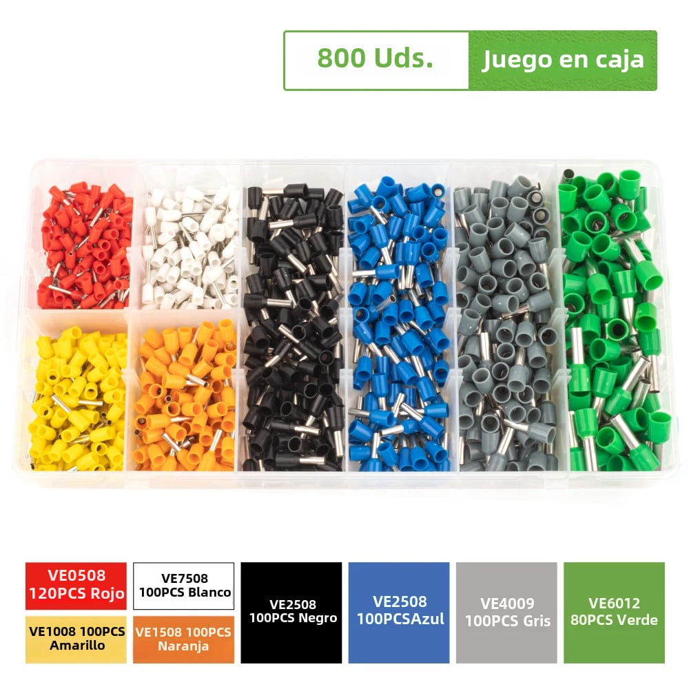 Set of insulated cable terminals for wire connection and VE tubular ...