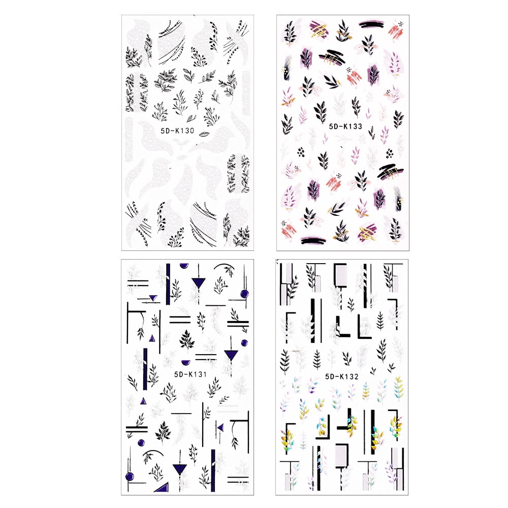 Set of nail stickers, 5D, 4 sheets, group C, Multicolor - Walmart.com