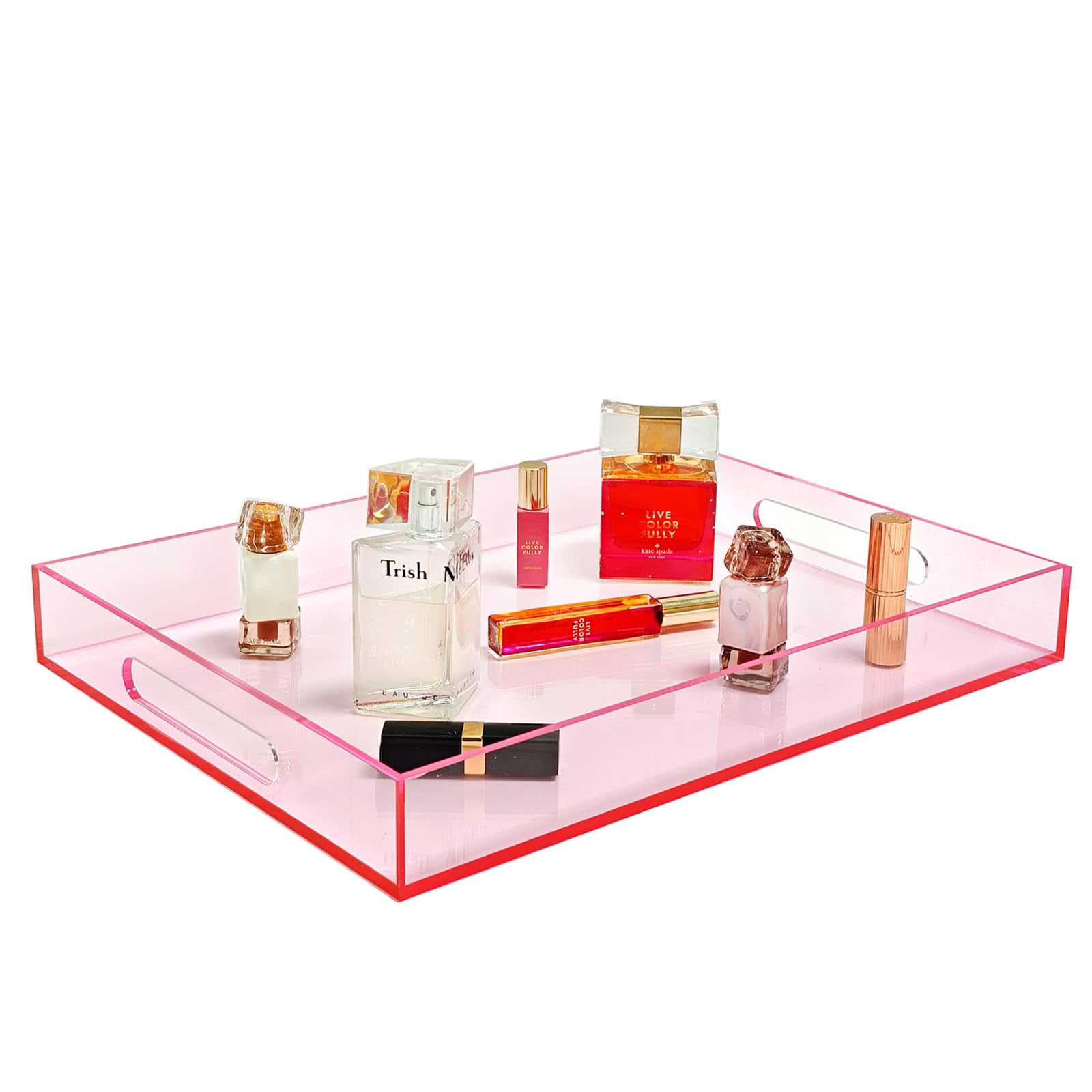 SetGame Pink Acrylic Serving Tray With Handles, Decorative Storage for ...
