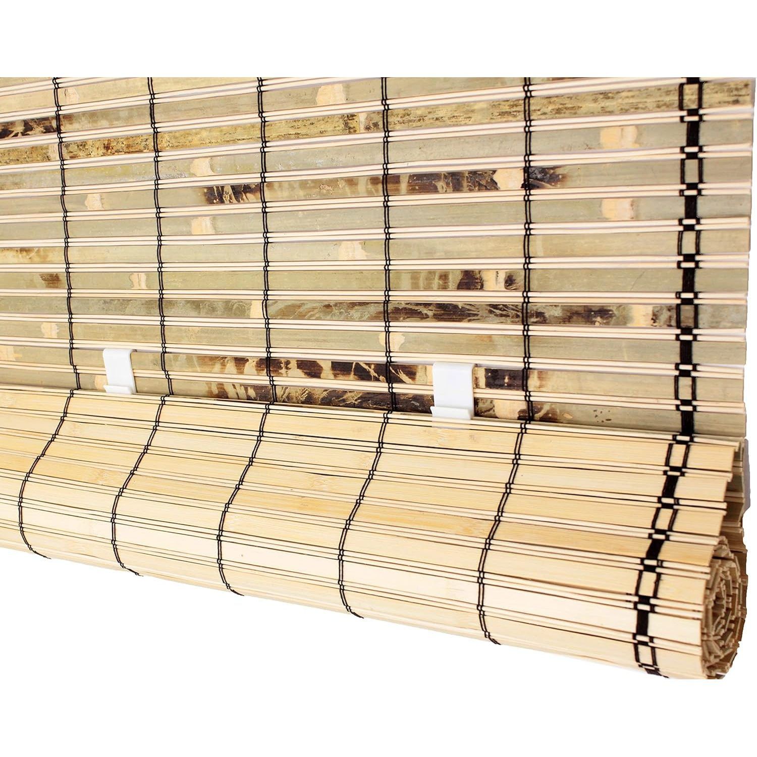 Seta Direct, Natural Bamboo Slat Tortoise Shell Cordless Roll Up Window ...