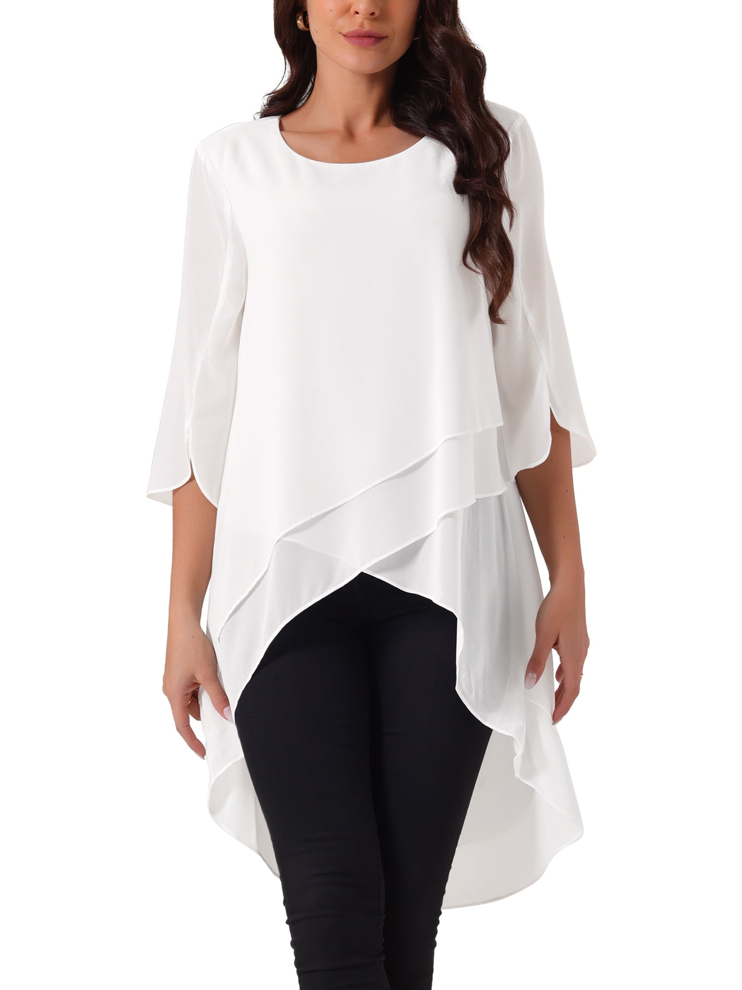INSPIRE CHIC Easter Outfit Women's High Low Tops Scoop Neck Chiffon ...