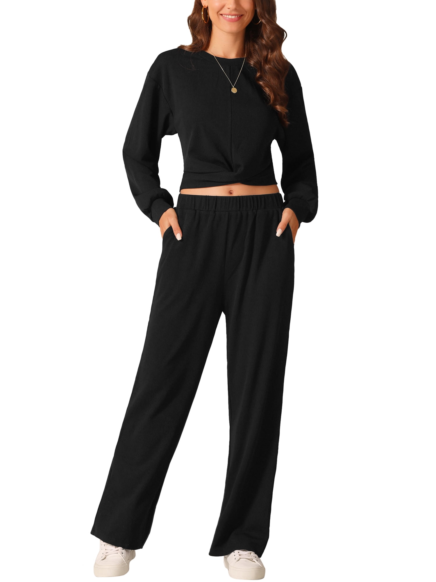 INSPIRE CHIC Women's Two Piece Outfits Sweatsuit Set Front Cropped ...