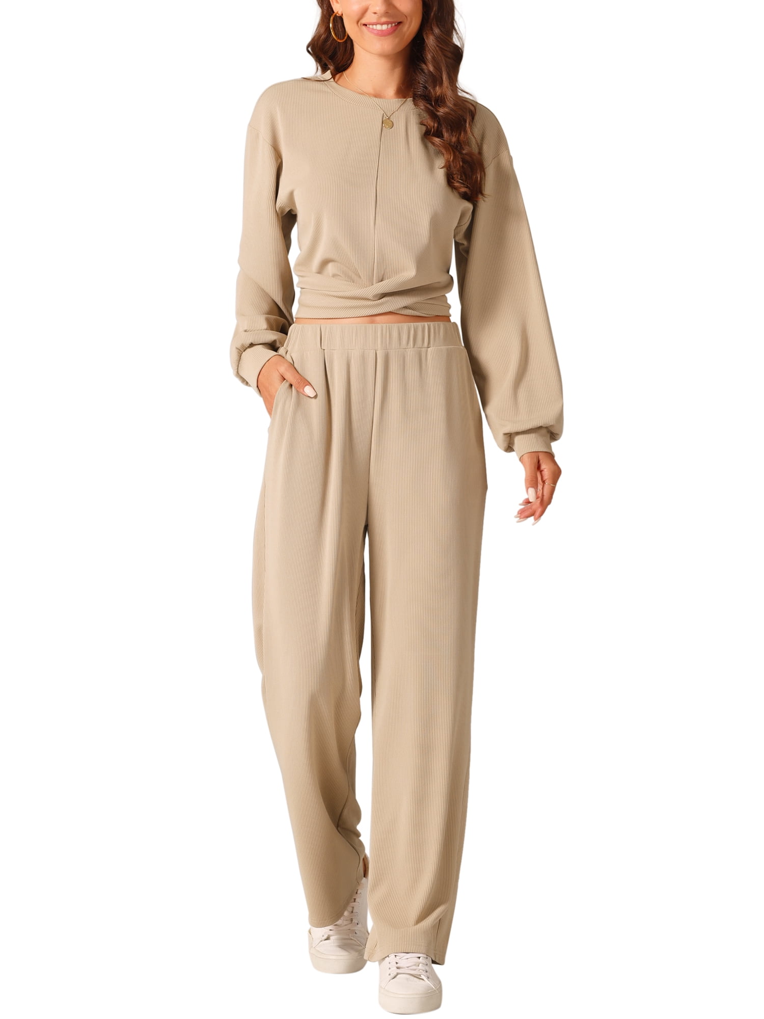 INSPIRE CHIC Women's Two Piece Outfits Sweatsuit Set Front Cropped ...