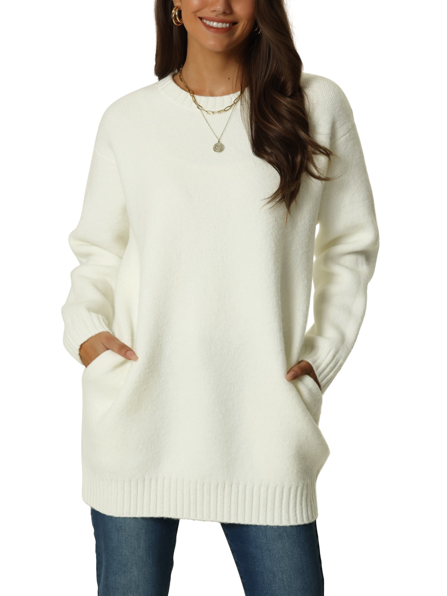 Seta T Womens' Round Neck Pullover Long Sleeve Casual Sweater with ...