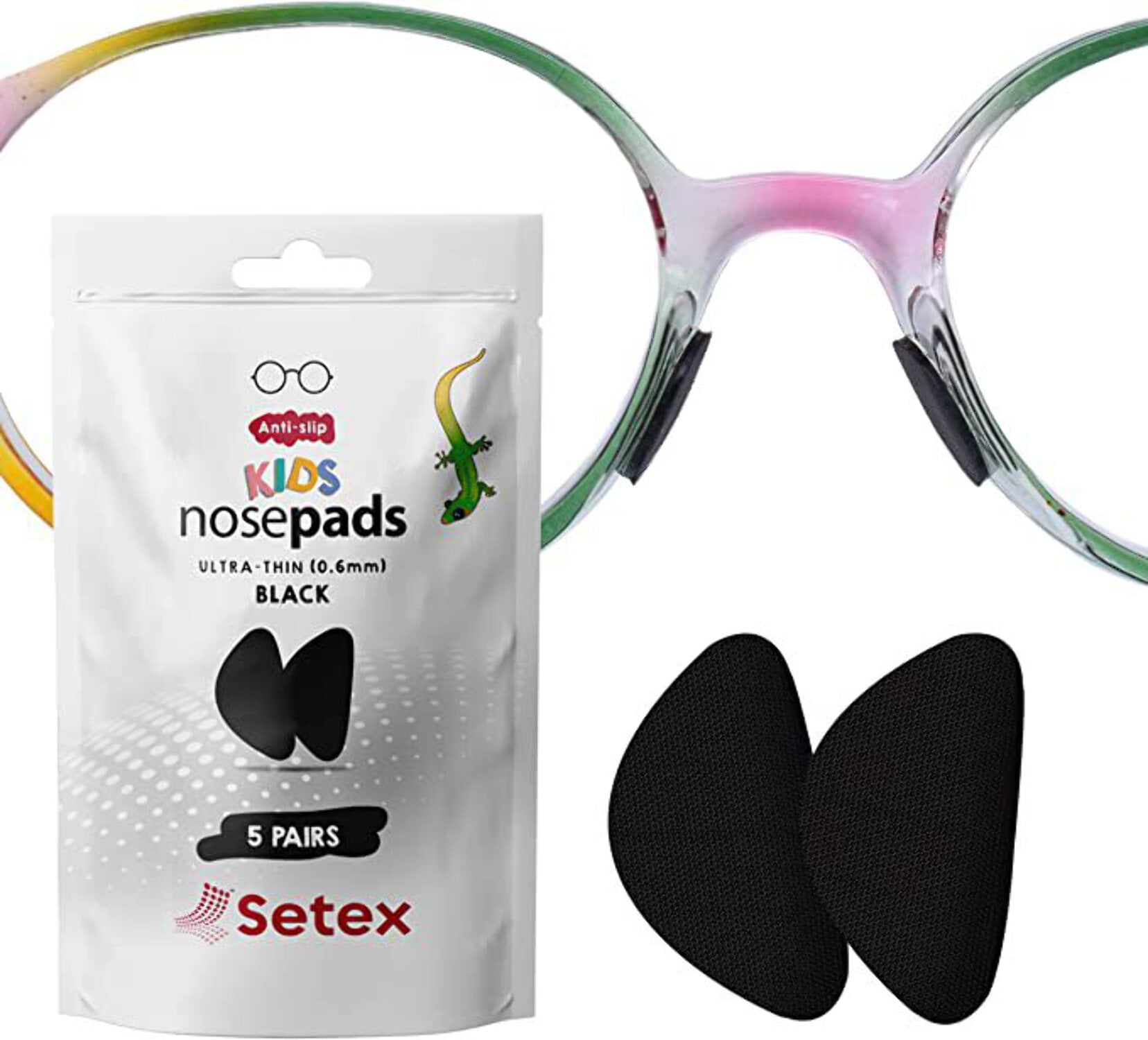 Setex Gecko Grip 0.6mm Anti Slip Eyeglass Nose Pads for Kids (5 Black ...