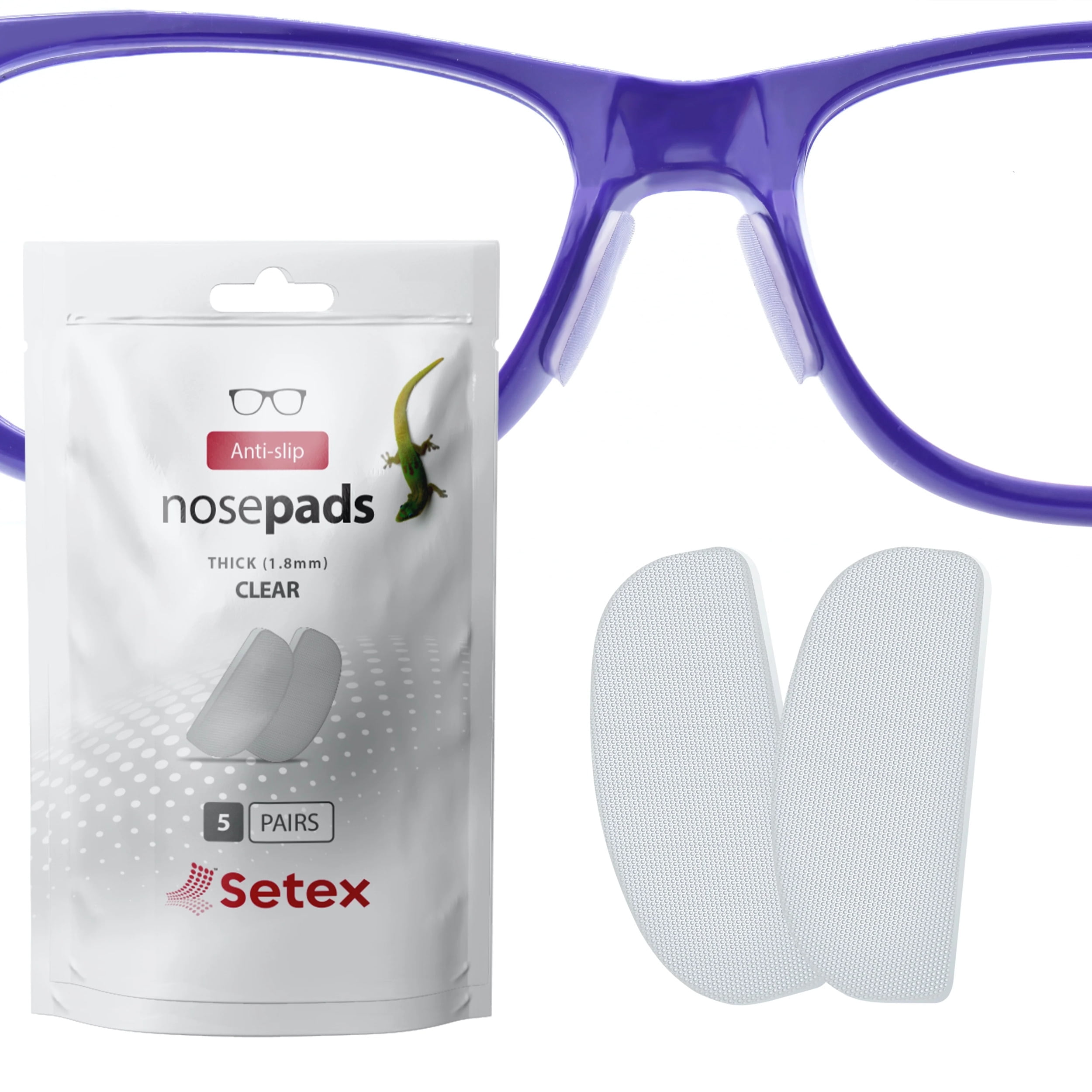 Setex Gecko Grip Anti-Slip Nose Pads for Eyeglasses, 1.8mm Thick, 5 ...
