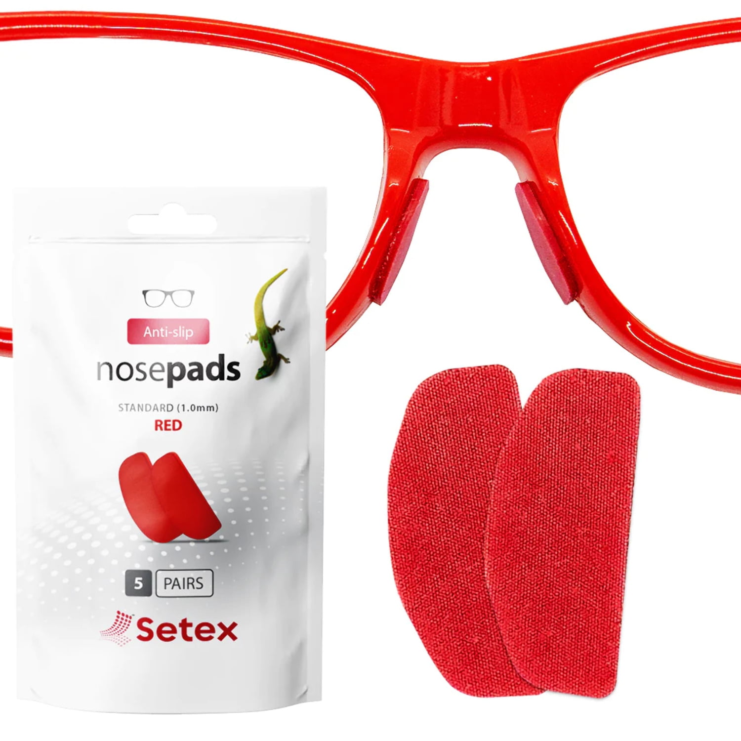 Setex Gecko Grip 1mm Anti Slip Eyeglass Nose Pads, (5 Red Pair) USA ...