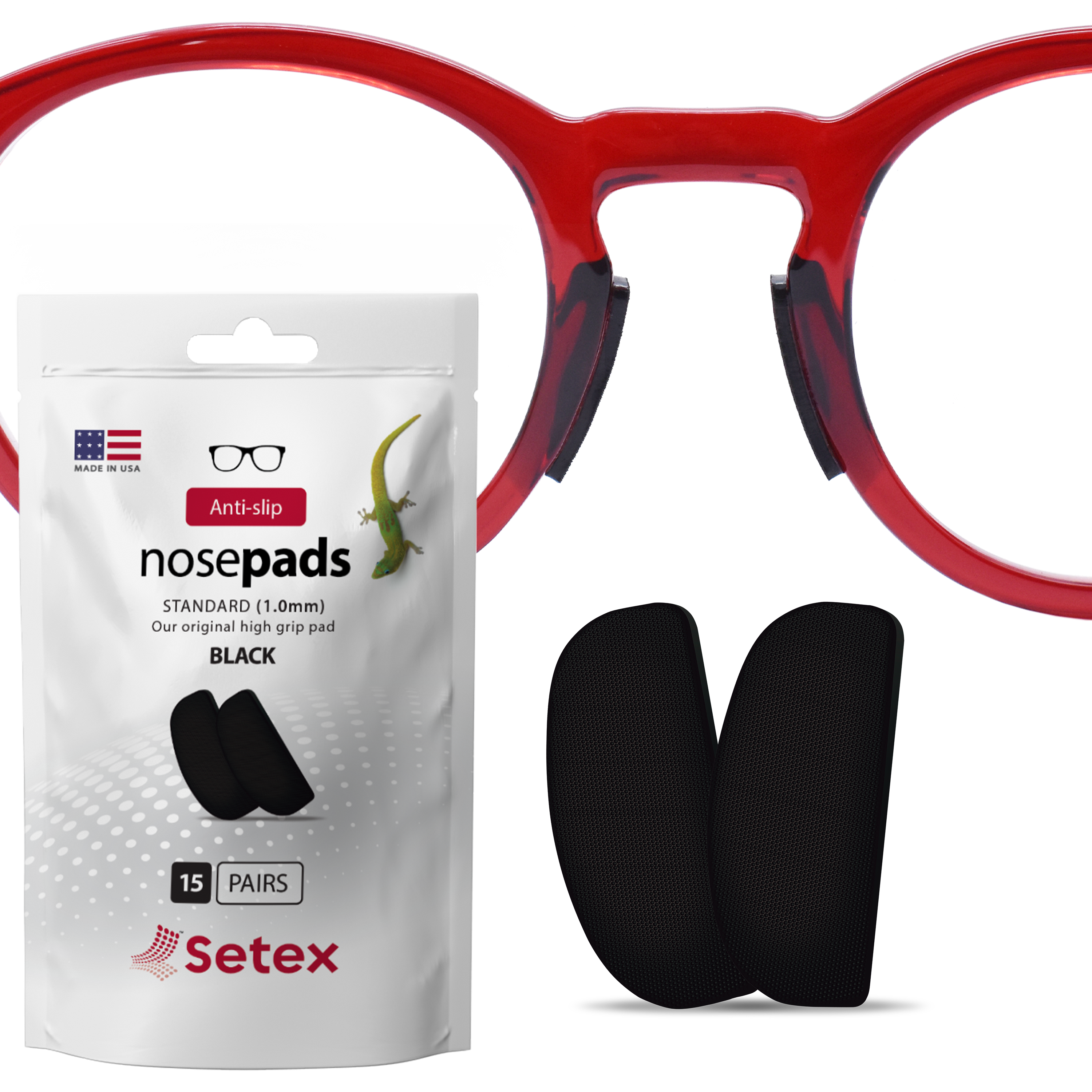 Setex Gecko Grip 1mm Clear Eyeglass Nose Pads, Anti-Slip, 15 Pairs, USA ...