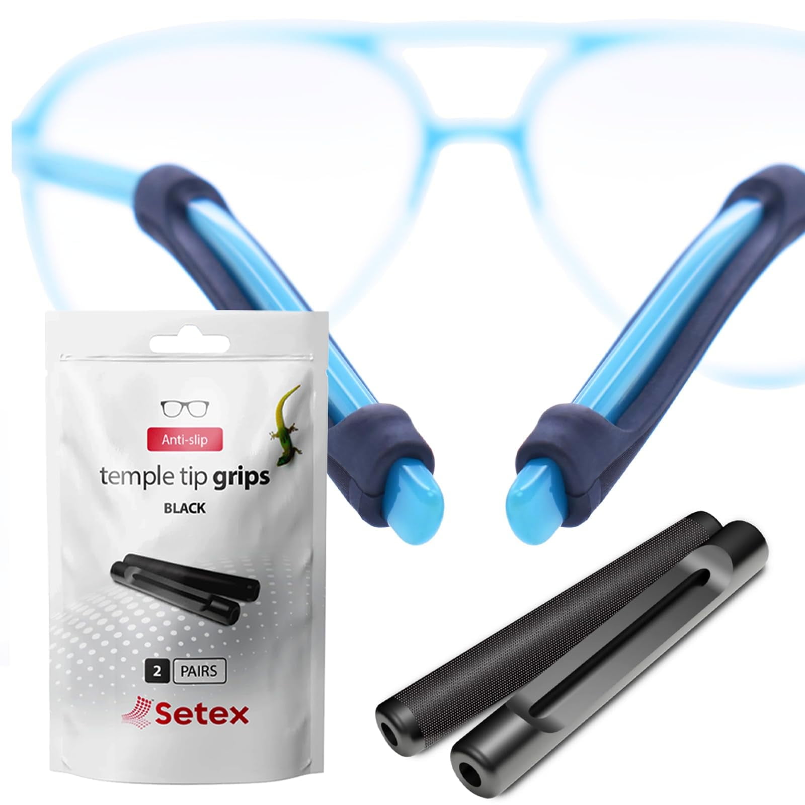 Setex Gecko Grip Temple Tip Grips for Glasses, (2 Black Pairs) USA Made ...
