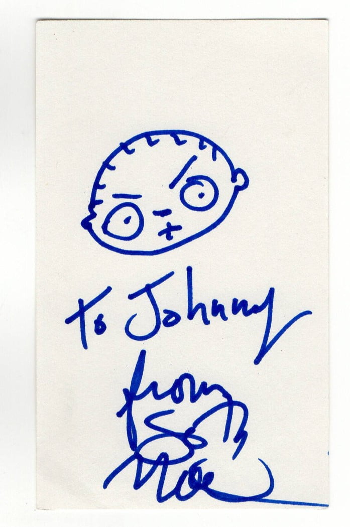 Seth MacFarlane Signed Autograph Index Card Family Guy Stewie Sketch ...