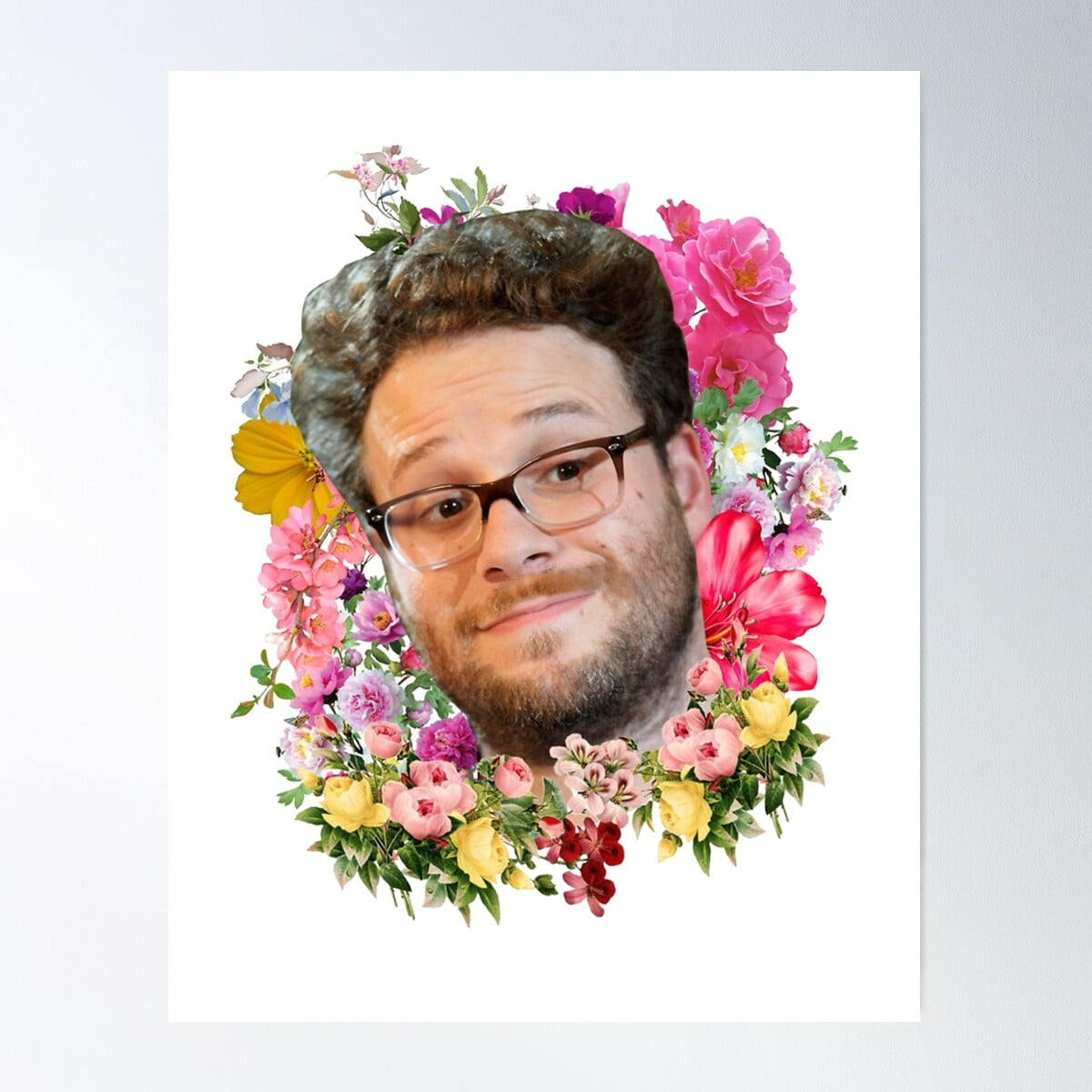 Seth Rogen Floral Poster Wall Art, Modern Wall Decor For Living Room ...