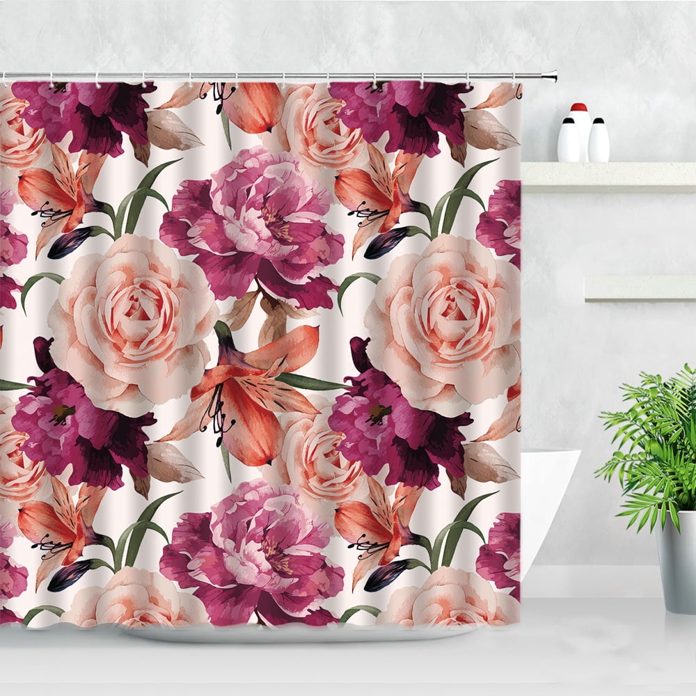 Sets Curtain Bathroom Waterproof Screens Bath Decor Wall Background ...