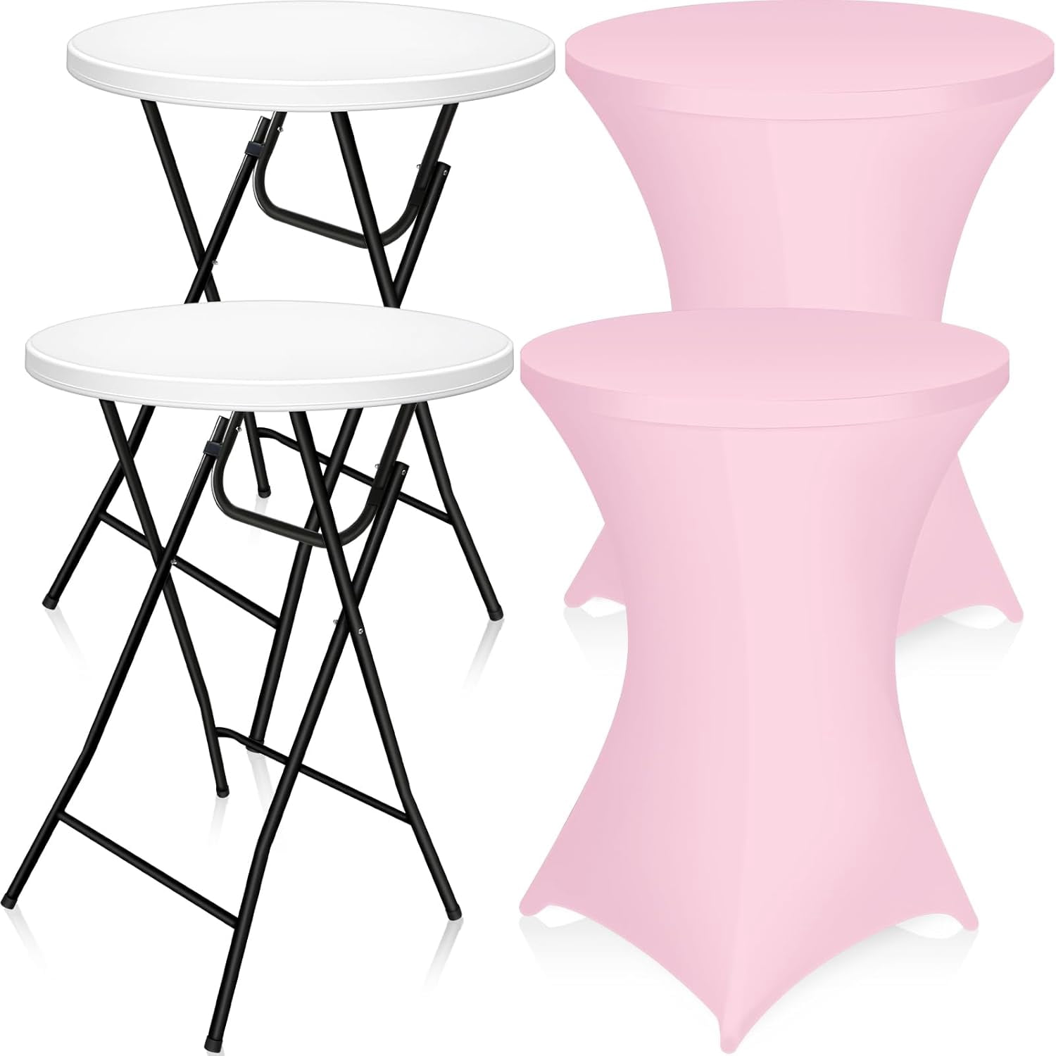 Sets Top Round Folding Cocktail Tables Bar Height with Removable Legs ...