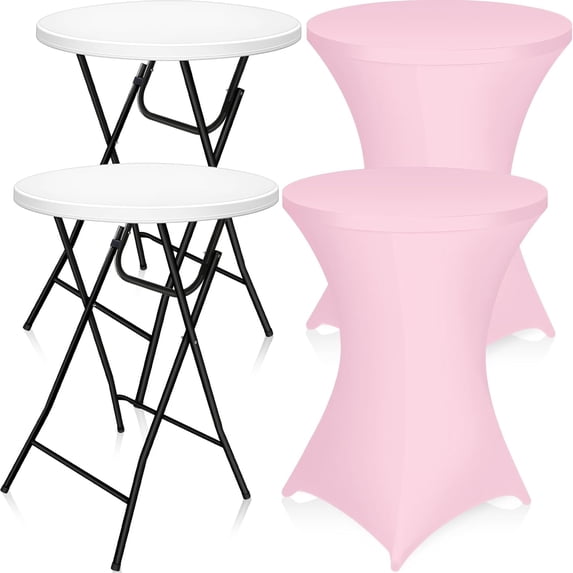 Sets Top Round Folding Cocktail Tables Bar Height with Removable Legs ...
