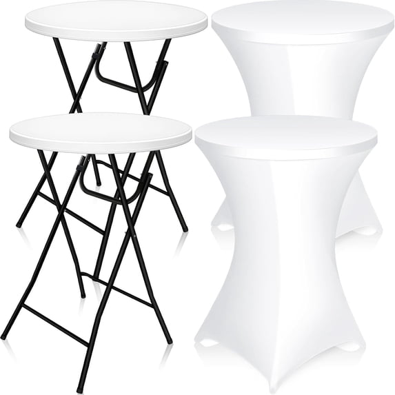 Sets Top Round Folding Cocktail Tables Bar Height with Removable Legs ...