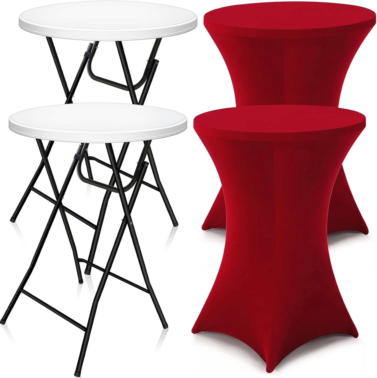Sets Top Round Folding Cocktail Tables Bar Height with Removable Legs ...
