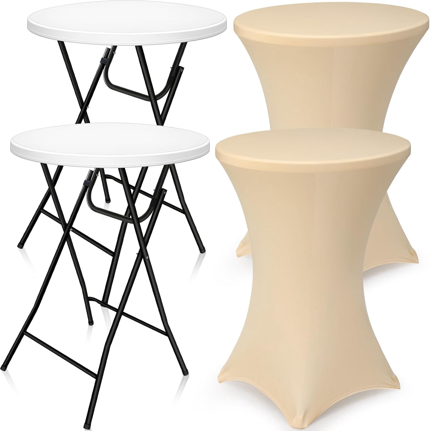 Sets Top Round Folding Cocktail Tables Bar Height with Removable Legs ...