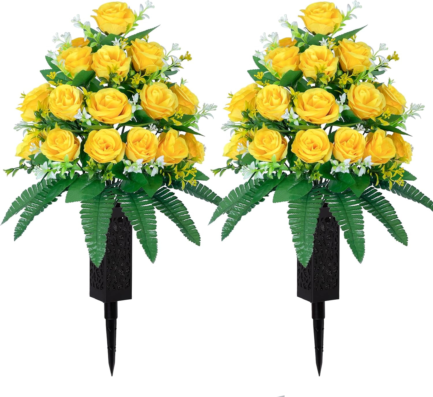 Sets of Artificial Cemetery Flowers， Outdoor Grave Decorations Roses ...