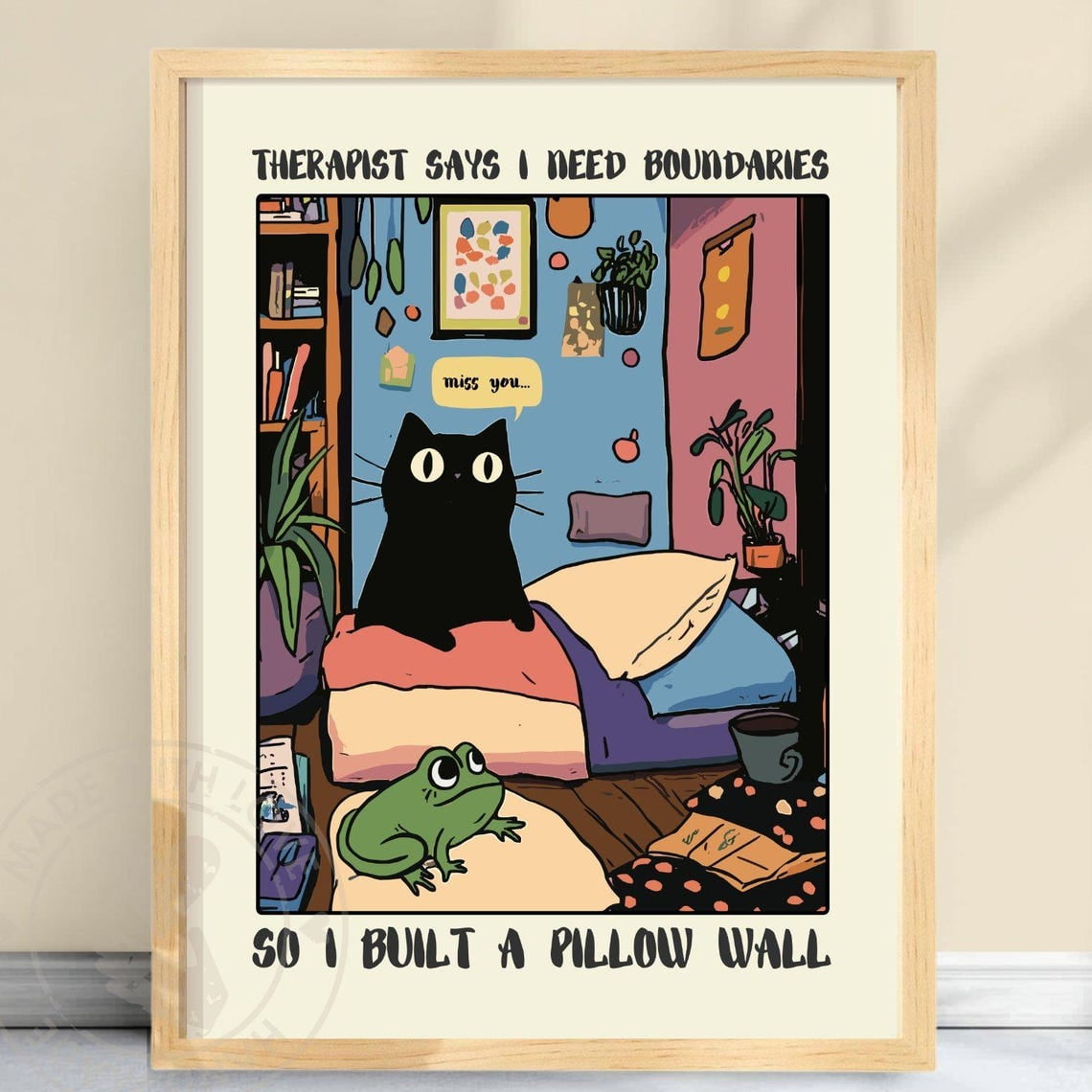Setting Boundaries Print – Cute Cat Poster, Mental Health Art ...