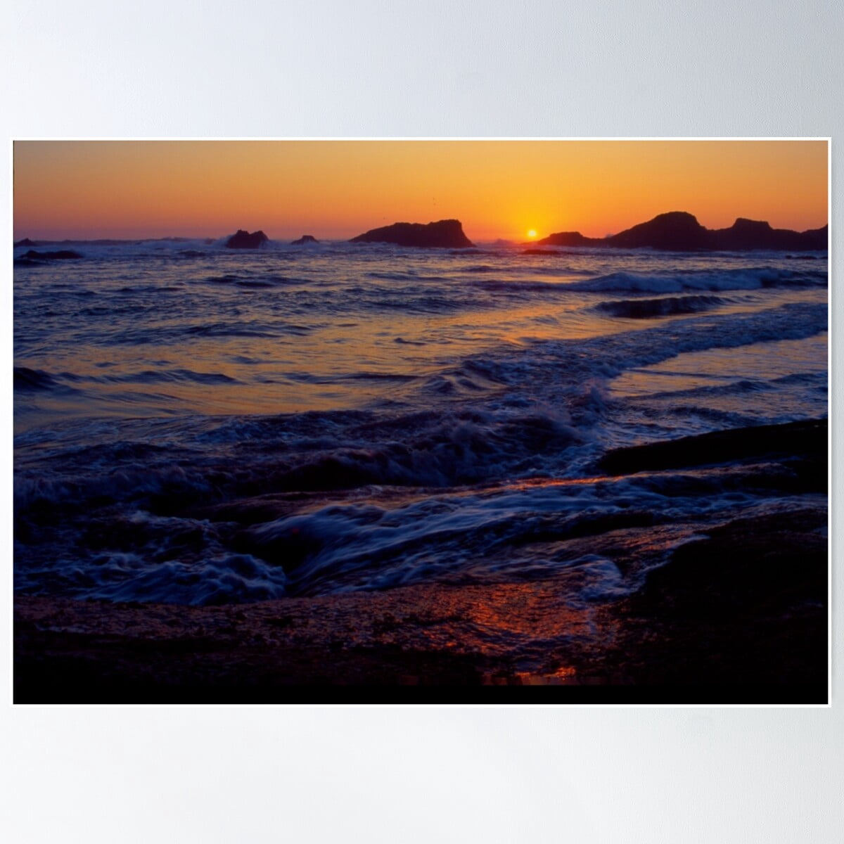 Setting Sun On The Oregon Coast Poster Wall Art, Modern Wall Decor For ...