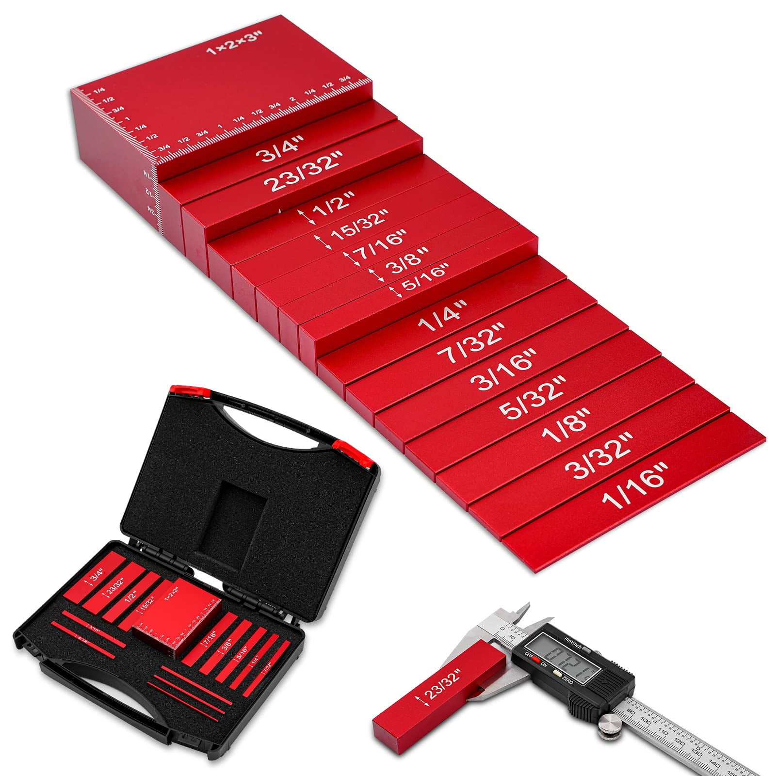 Setup Blocks Height Gauge Set, Packing 15 PCS Precision Solid Aluminum ...