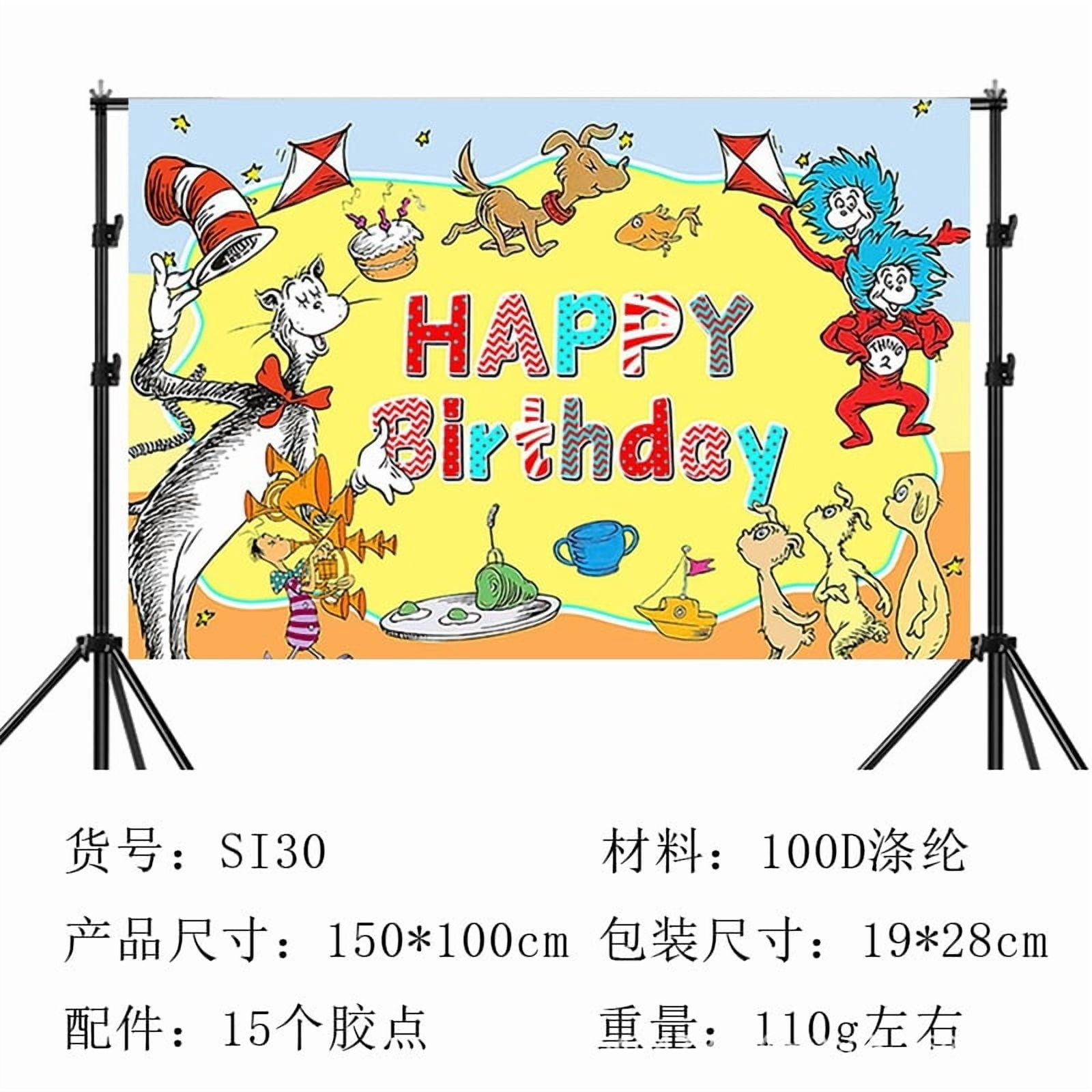 Seuss Cat Birthday Party Decoration Photo Background, Dr Cat Party ...