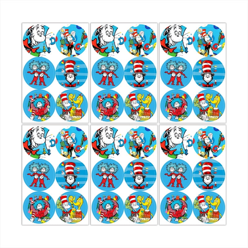 Seuss Stickers Party Favors Labels Birthday Thank You Themed Round ...