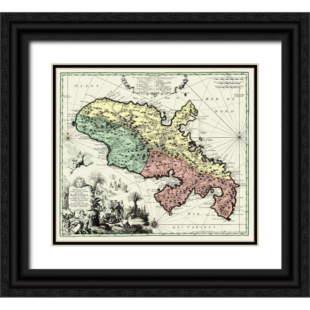 Seutter 29x26 Black Ornate Wood Framed with Double Matting Museum Art ...