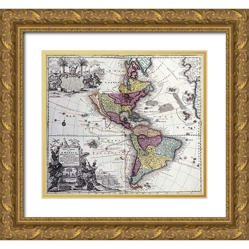 Seutter, Georg Matthaus 29x26 Gold Ornate Wood Framed with Double ...