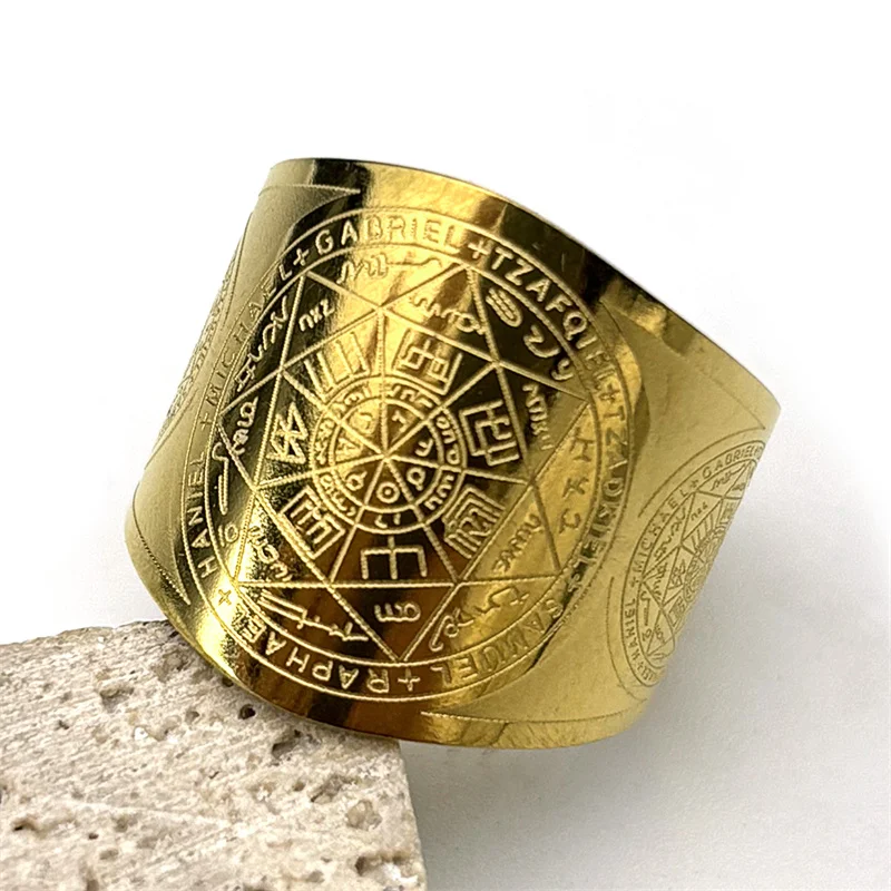 Seven Archangels Angel Adjustable Rings for Women Men 14K Yellow Gold ...