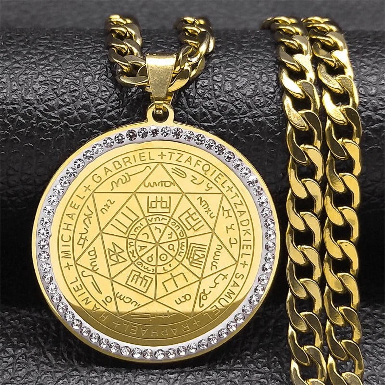 Seven Archangels Christian Protection Amulet Necklace for Men 14K ...