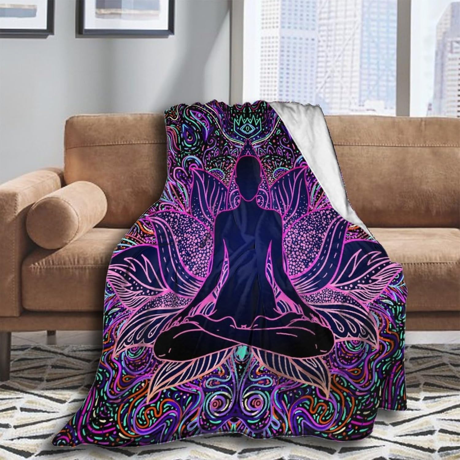 Seven Chakra Bohemian Mandala Mushroom Yoga Meditation Boho Art Blanket Blankets in All Seasons ...