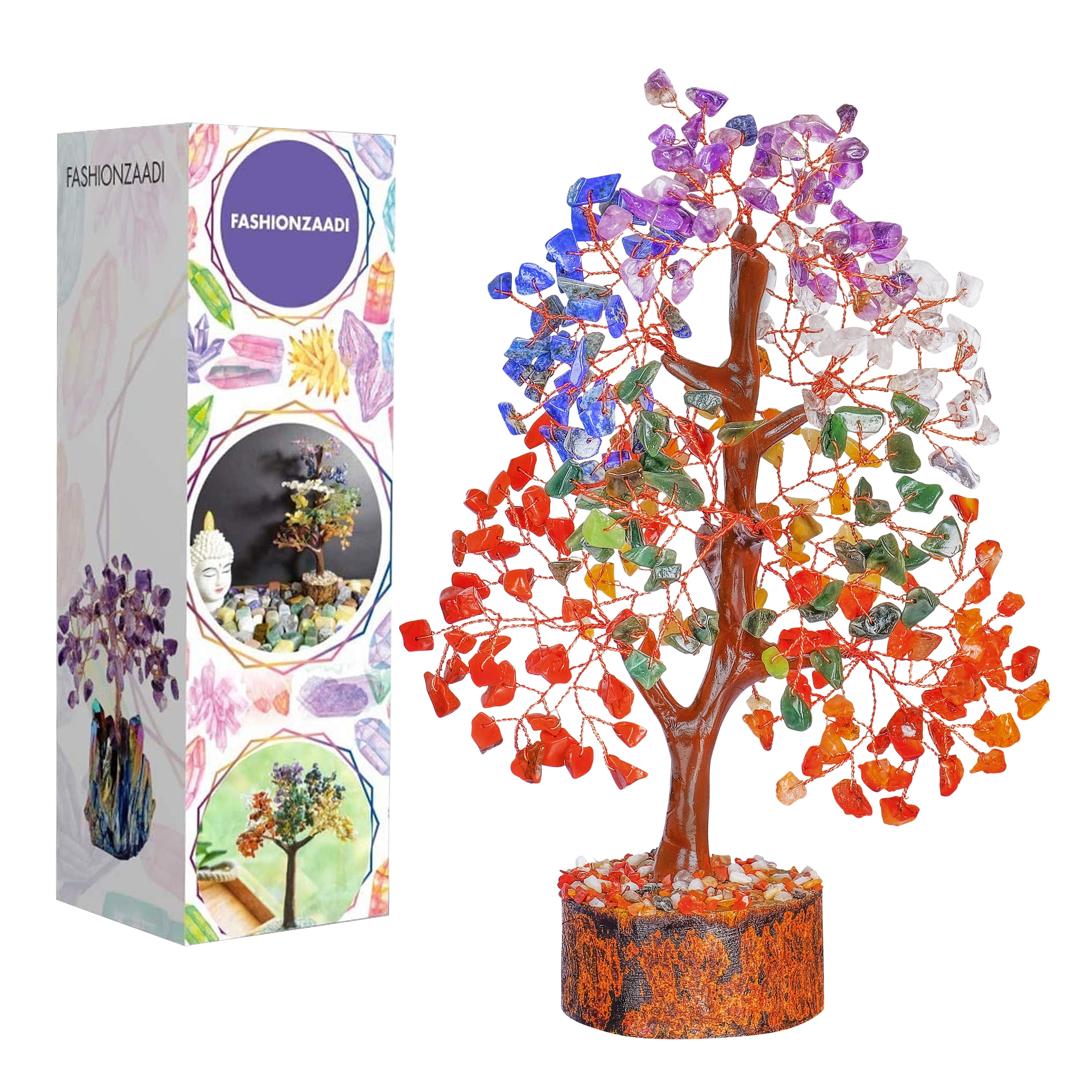 Seven Chakra Crystal Bonsai Tree, Feng Shui Chakra Tree, Tree for ...